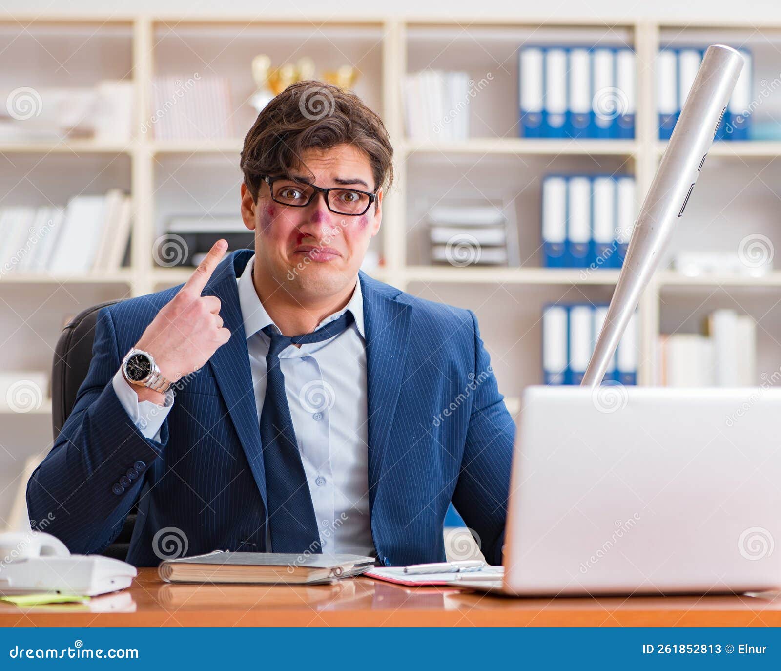Angry Aggressive Businessman in the Office Stock Image - Image of ...