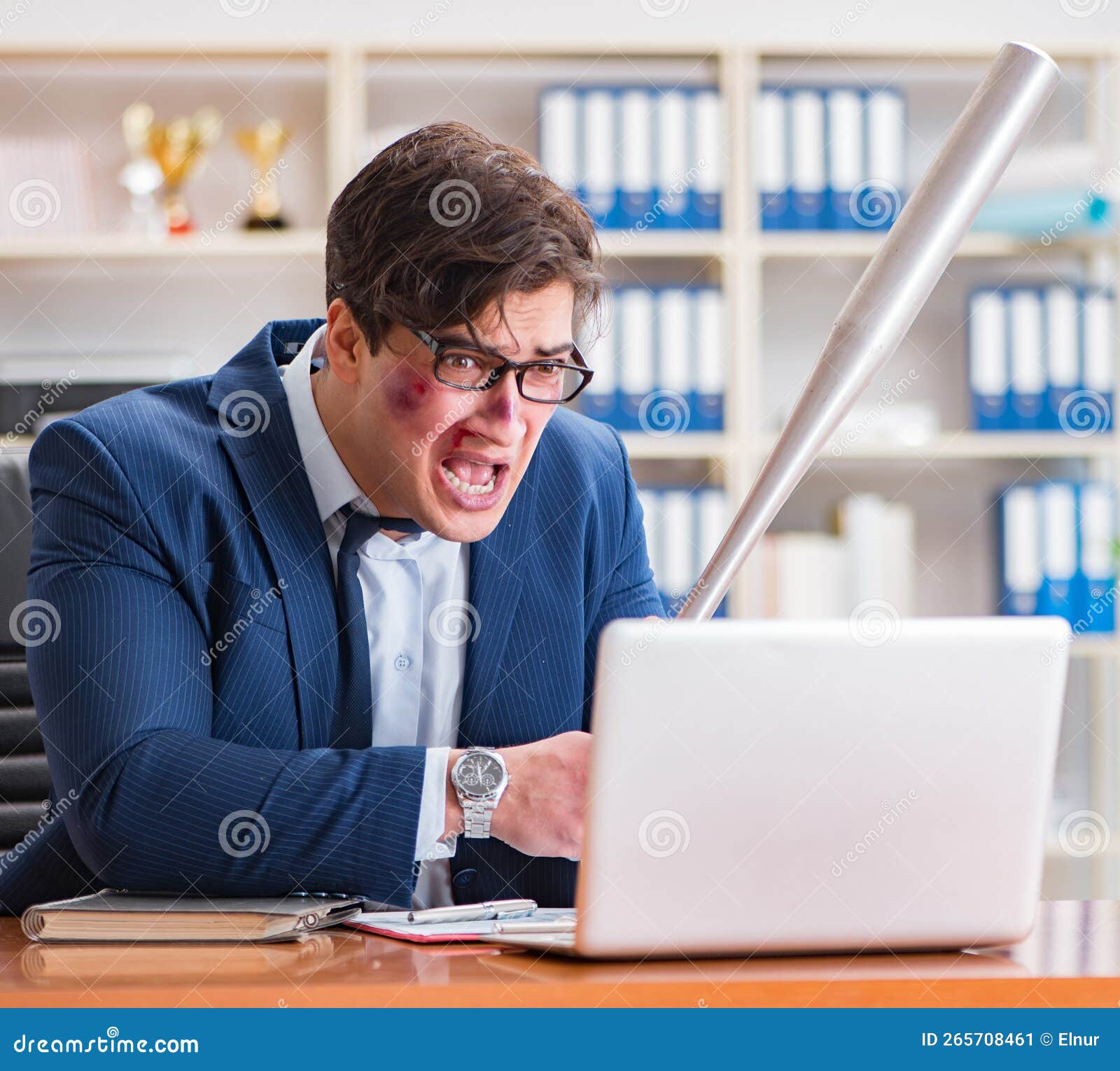 Angry Aggressive Businessman in the Office Stock Image - Image of ...