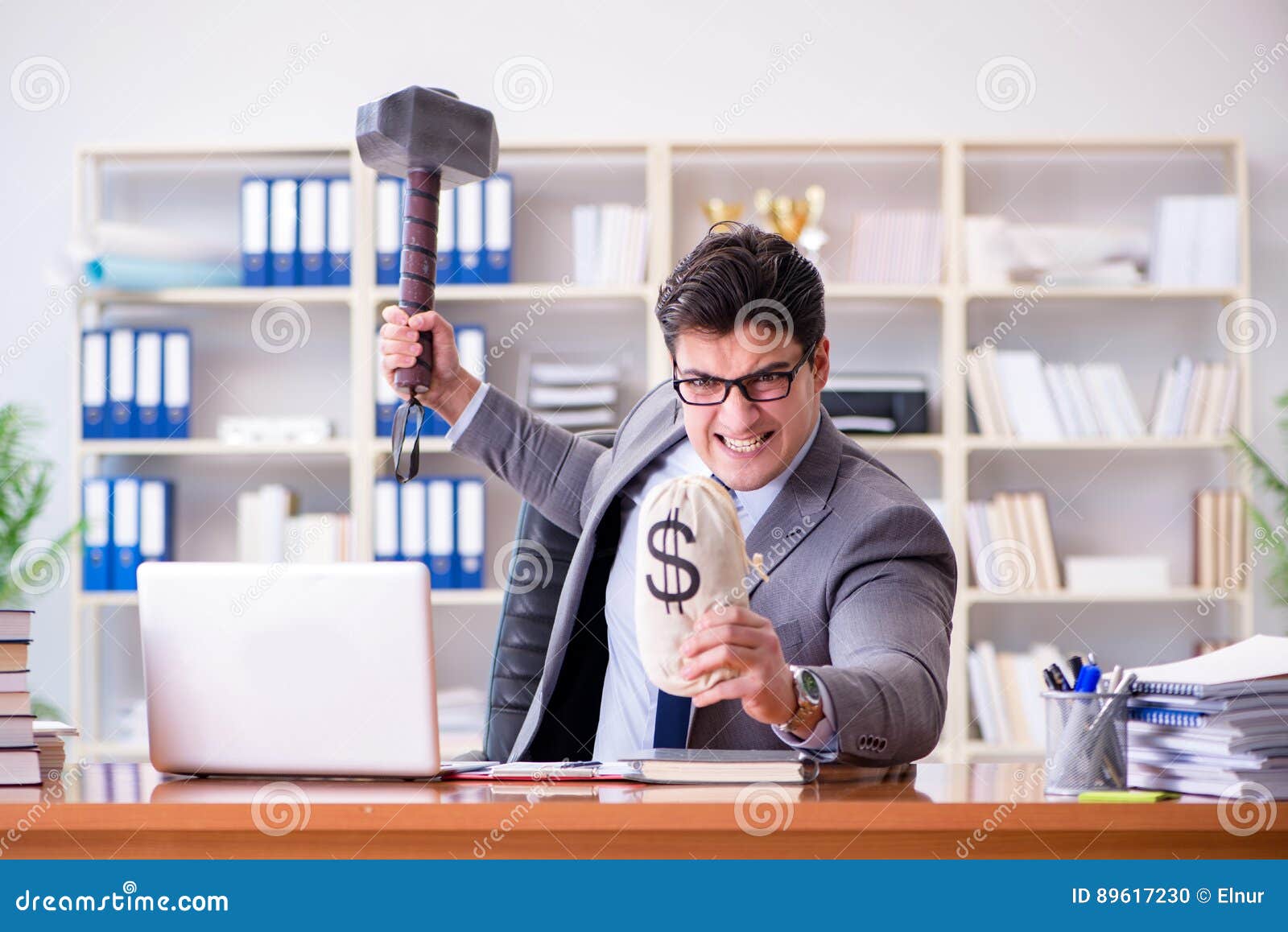 The Angry Aggressive Businessman in the Office Stock Photo - Image of ...