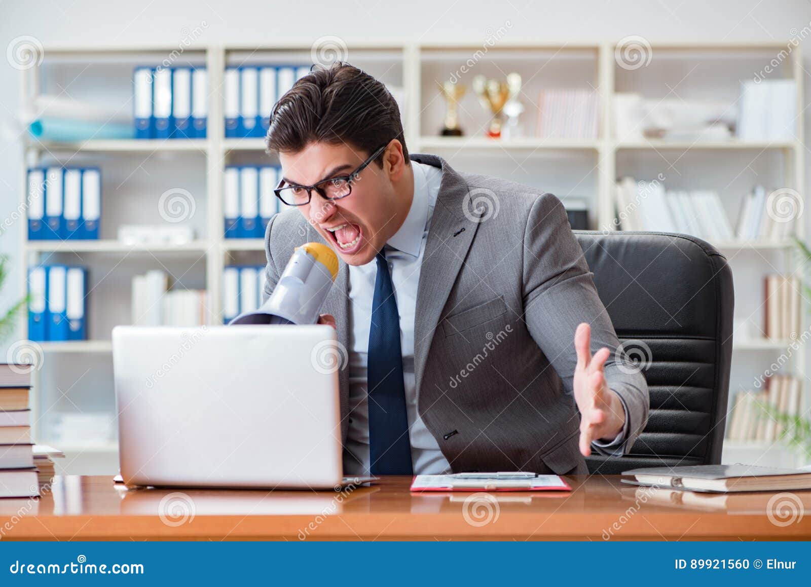 The Angry Aggressive Businessman in the Office Stock Photo - Image of ...