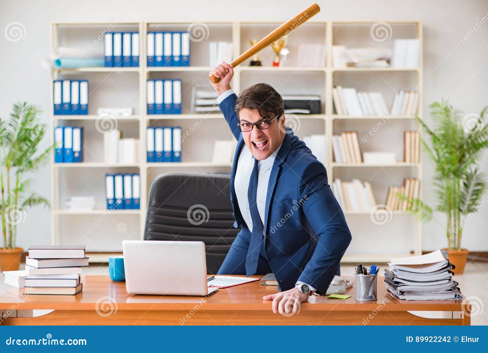 The Angry Aggressive Businessman in the Office Stock Photo - Image of ...