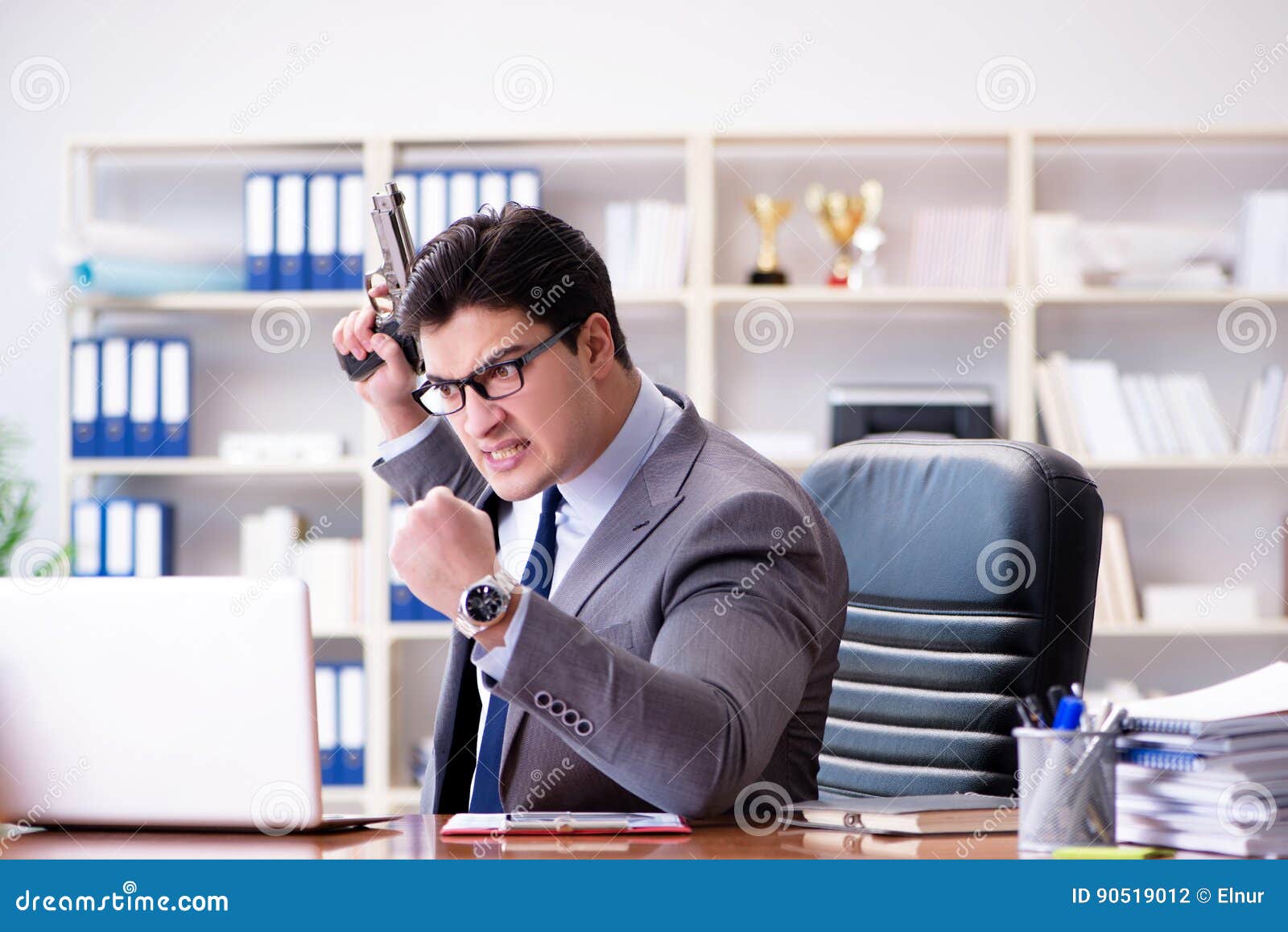 The Angry Aggressive Businessman in the Office Stock Photo - Image of ...