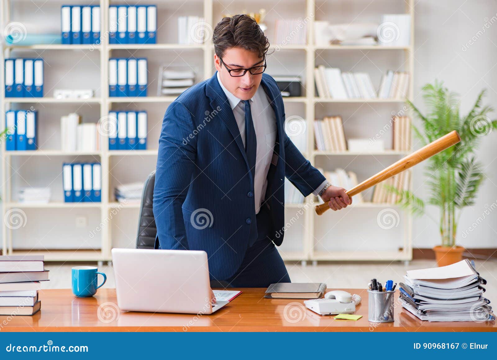 The Angry Aggressive Businessman in the Office Stock Image - Image of ...