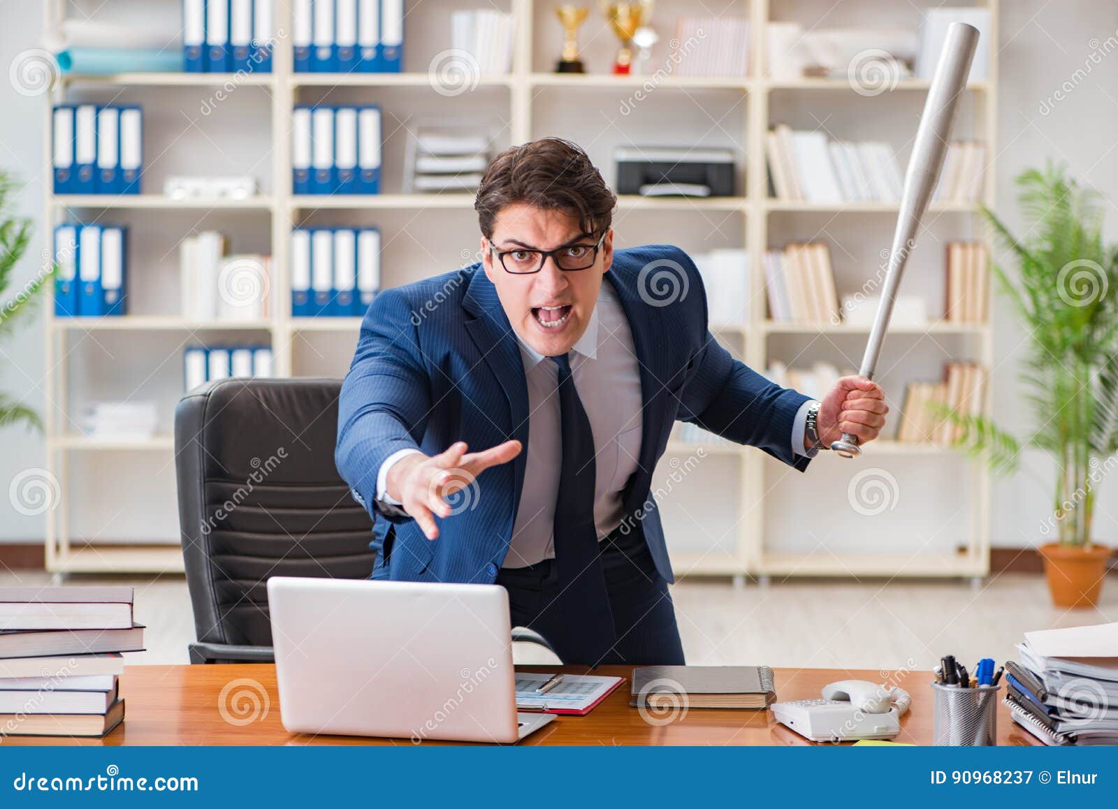 The Angry Aggressive Businessman in the Office Stock Image - Image of ...