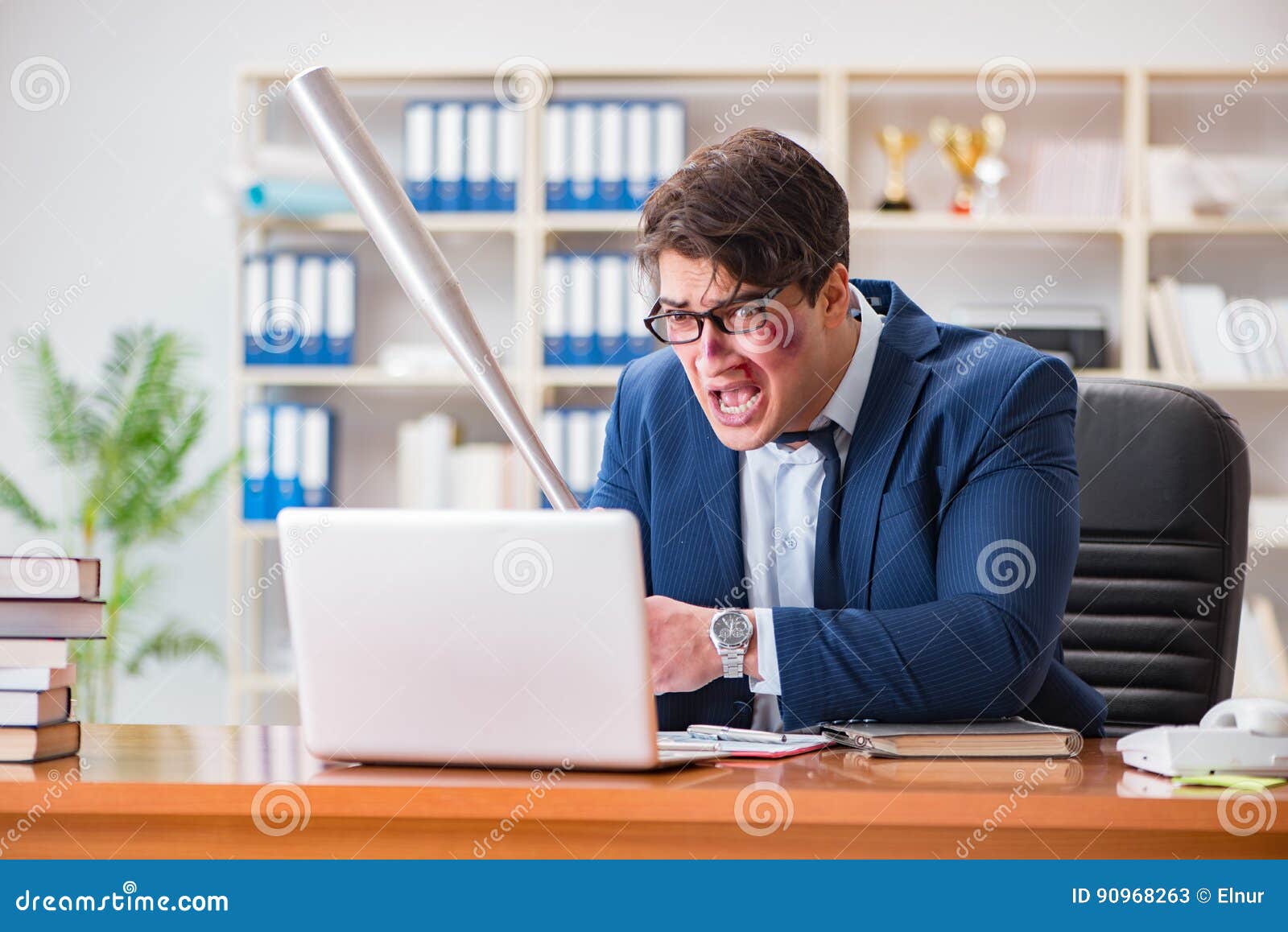 The Angry Aggressive Businessman in the Office Stock Image - Image of ...
