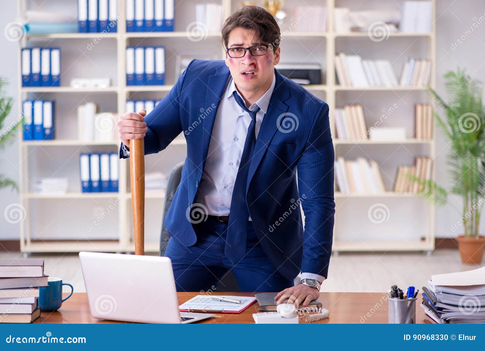 The Angry Aggressive Businessman in the Office Stock Photo - Image of ...