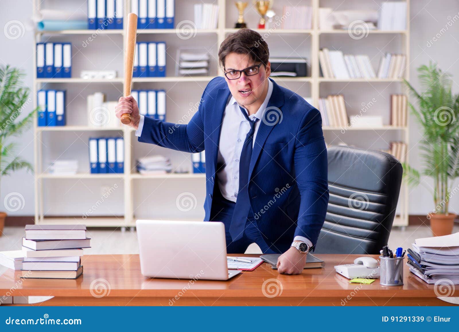 The Angry Aggressive Businessman in the Office Stock Image - Image of ...