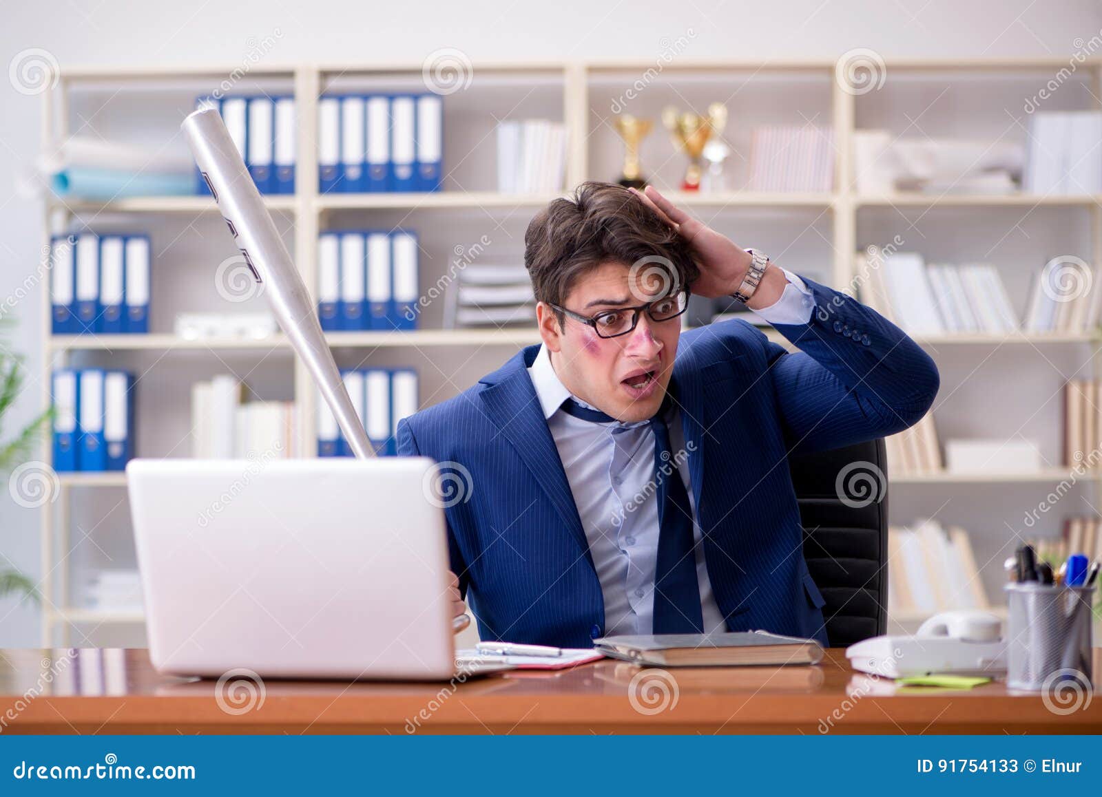The Angry Aggressive Businessman in the Office Stock Image - Image of ...