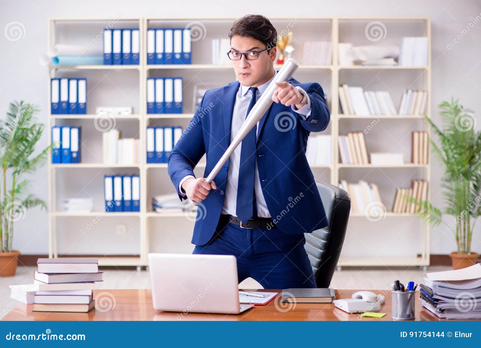 The Angry Aggressive Businessman in the Office Stock Photo - Image of ...