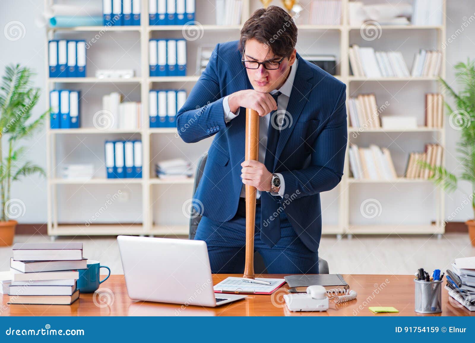 The Angry Aggressive Businessman in the Office Stock Image - Image of ...