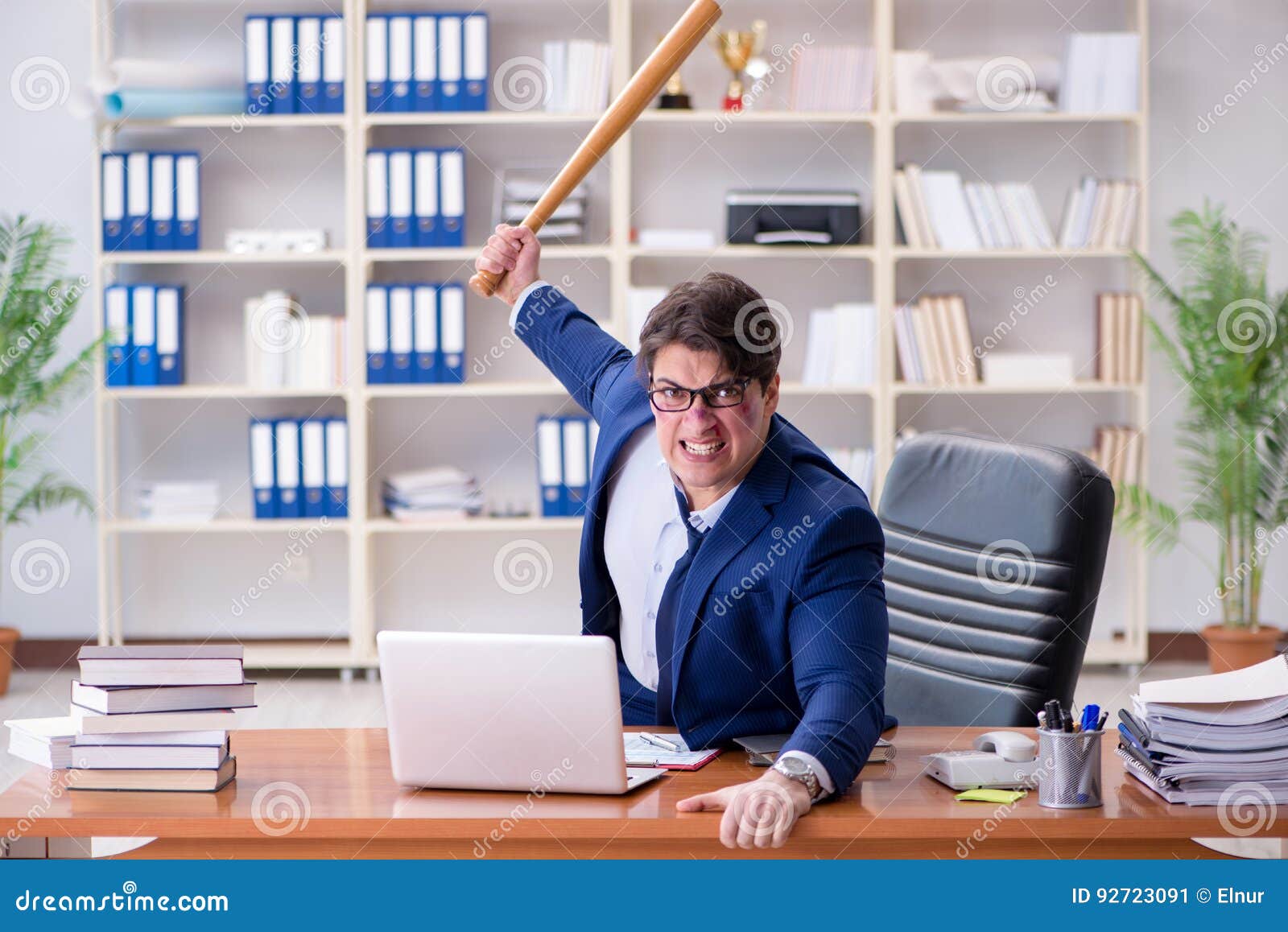 The Angry Aggressive Businessman in the Office Stock Image - Image of ...