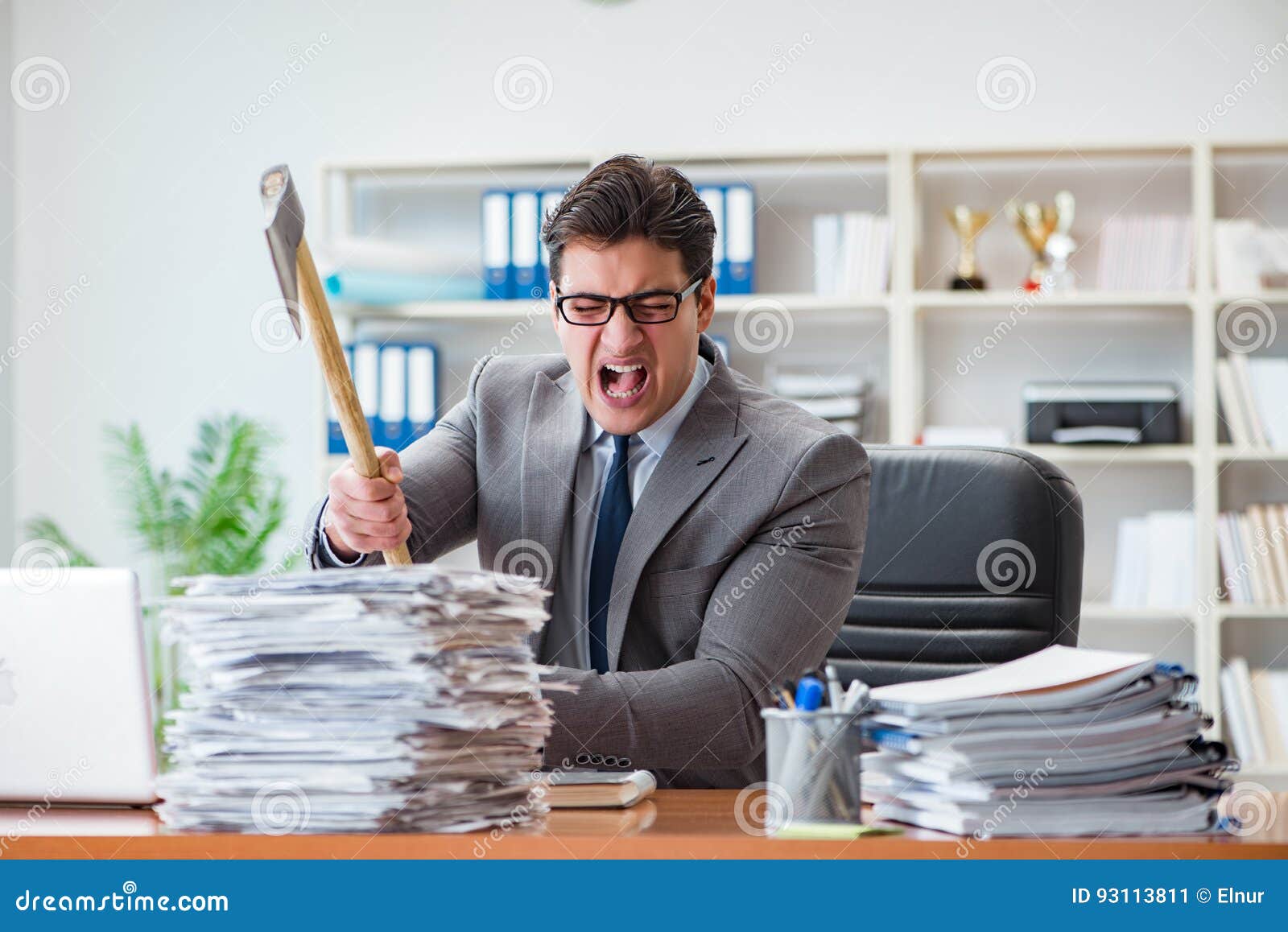 The Angry Aggressive Businessman in the Office Stock Image - Image of ...