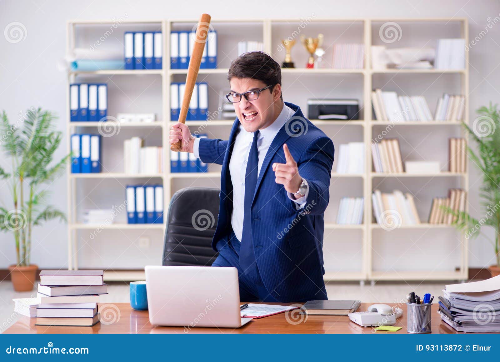 The Angry Aggressive Businessman in the Office Stock Photo - Image of ...