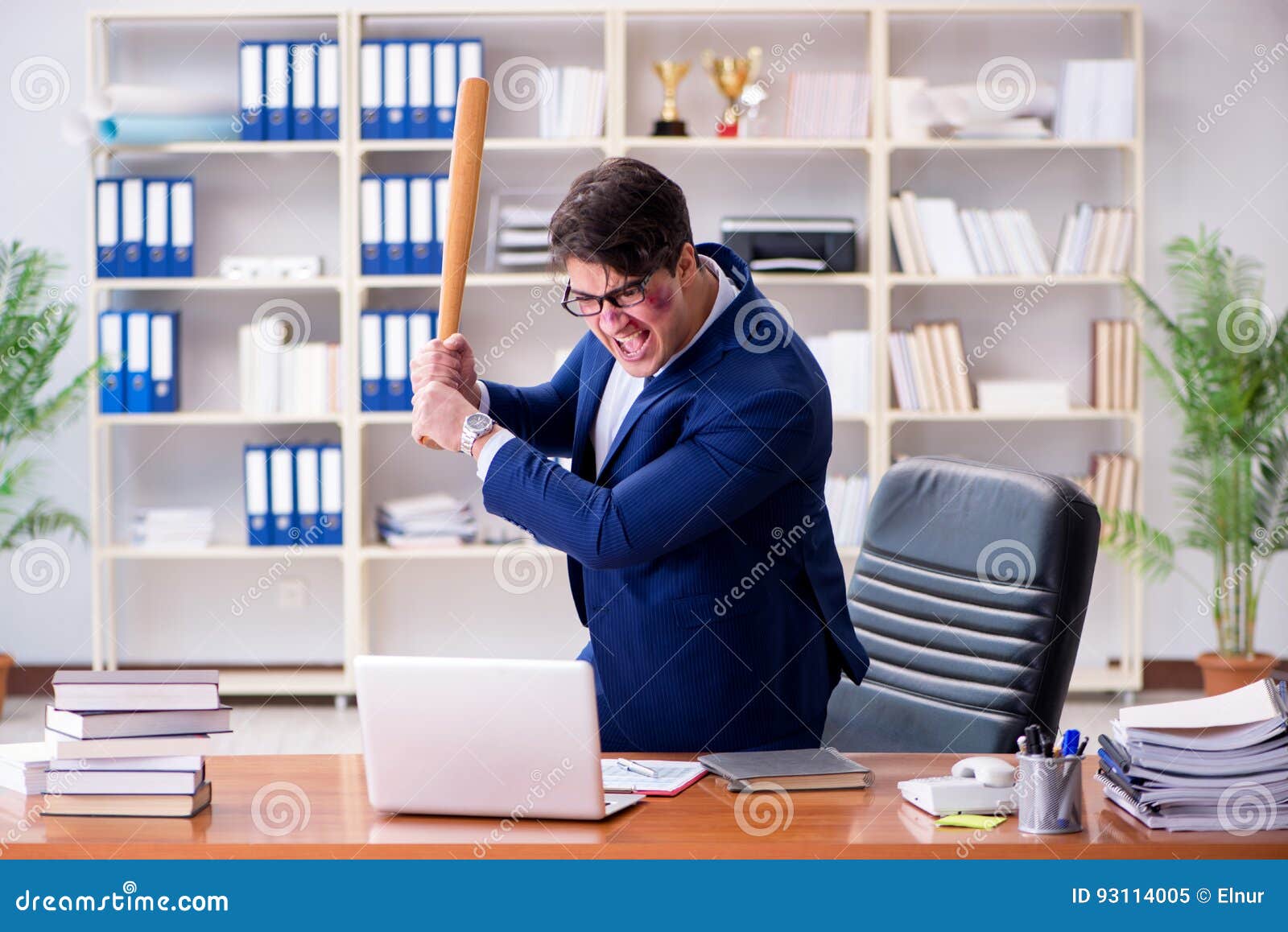 The Angry Aggressive Businessman in the Office Stock Image - Image of ...