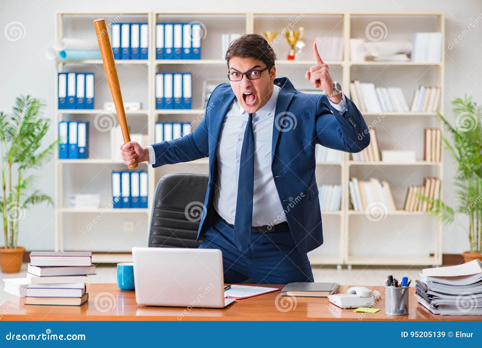 The Angry Aggressive Businessman in the Office Stock Image - Image of ...