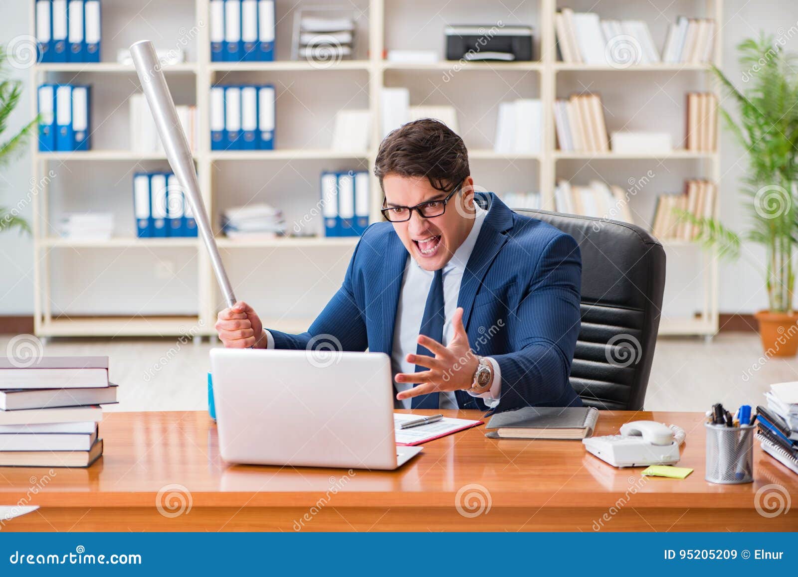 The Angry Aggressive Businessman in the Office Stock Image - Image of ...