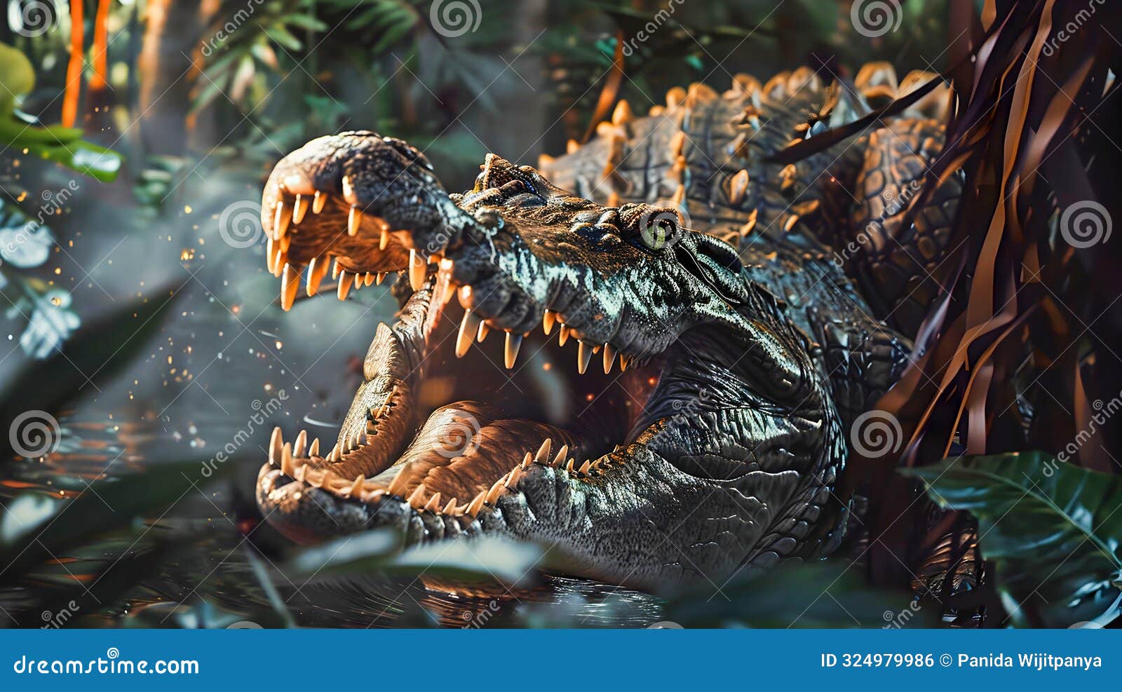 Angry Aggressive Crocodile with Open Jaws and Sharp Teeth Attacking in ...