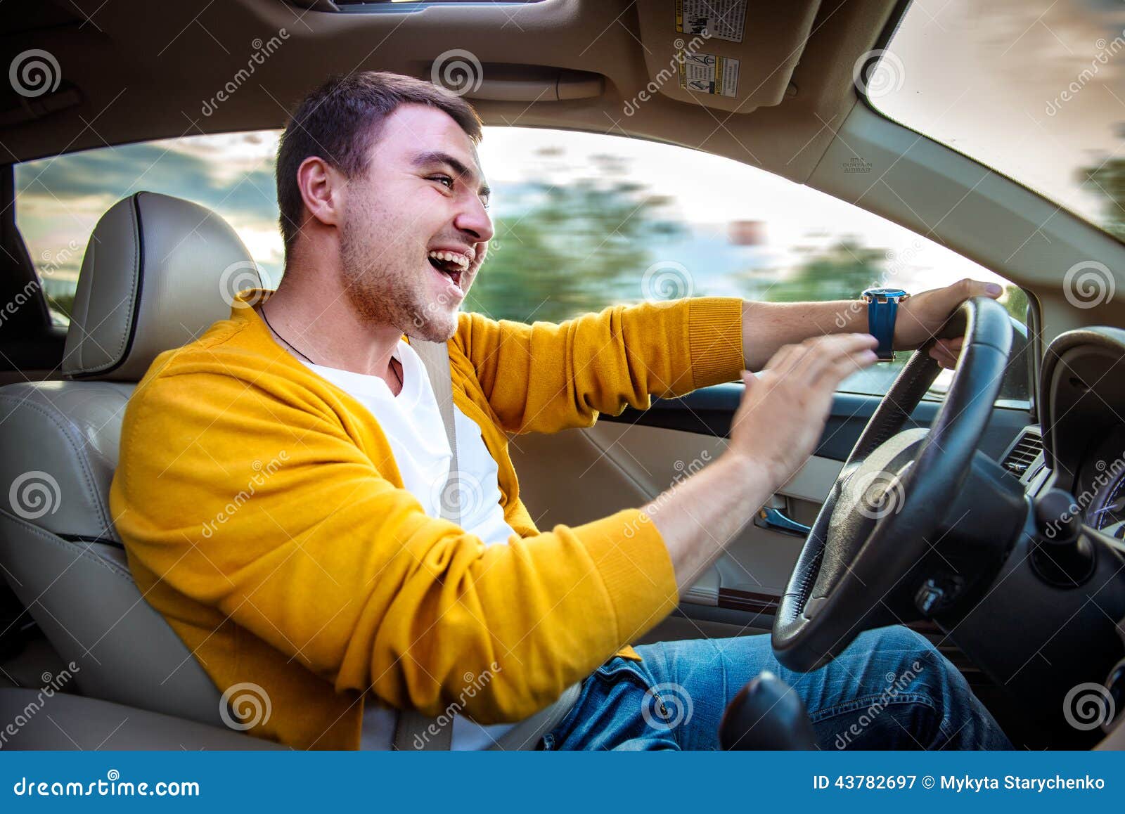 Angry Aggressive Driver Beep and Shouts in the Car Stock Image - Image ...