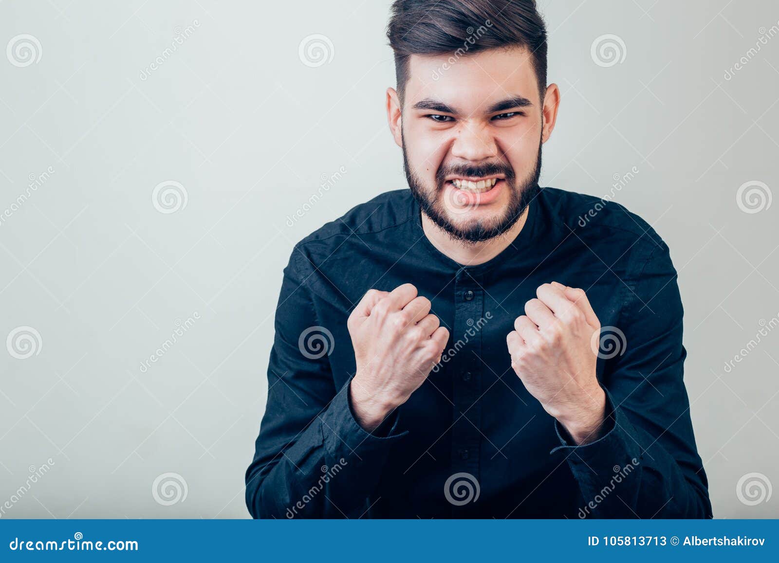 Angry Aggressive Man Shouting Out Loud with Ferocious Expression Stock ...