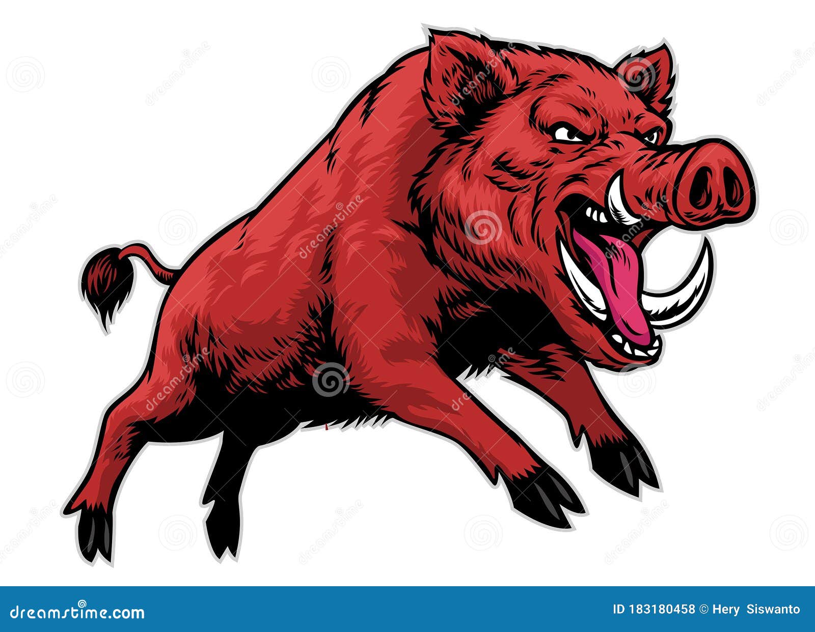 Angry, Aggressive Wild Boar/aper- Black And White Vector Logo Is ...