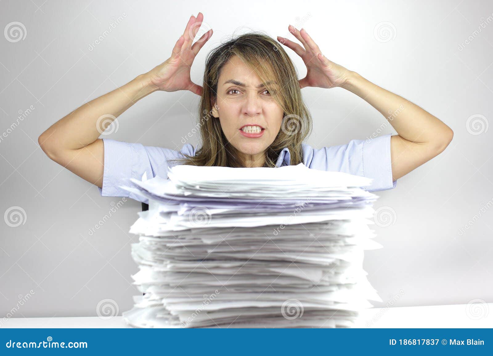 Angry at all the paperwork stock image. Image of depression - 186817837