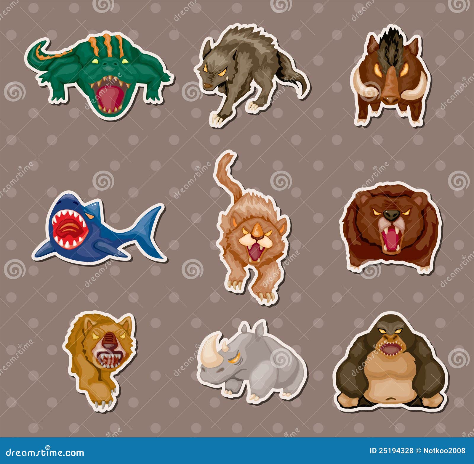 Angry animal stickers stock vector. Illustration of africa - 25194328