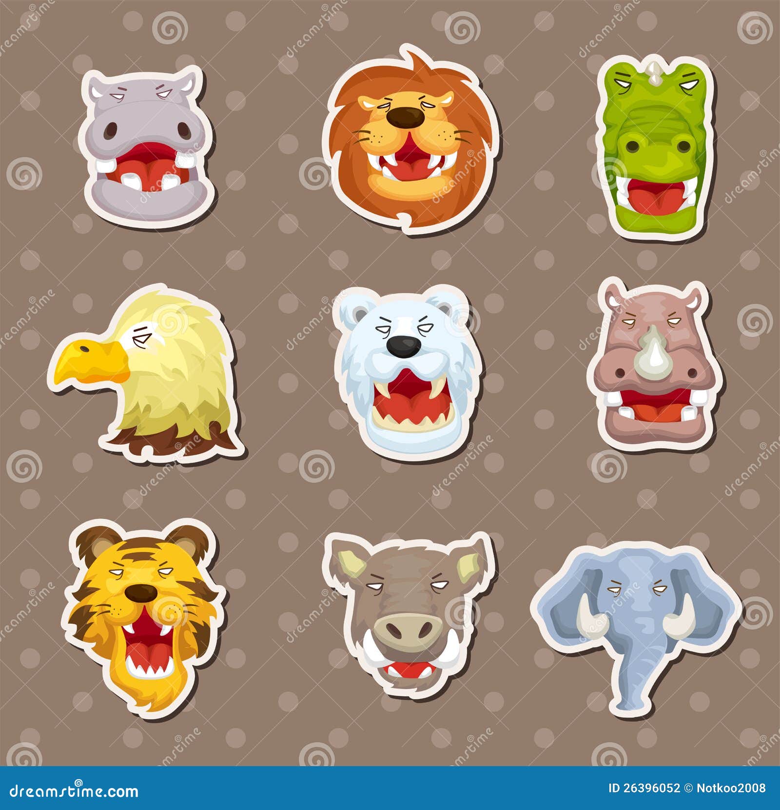 Angry animal stickers stock vector. Illustration of adorable - 26396052