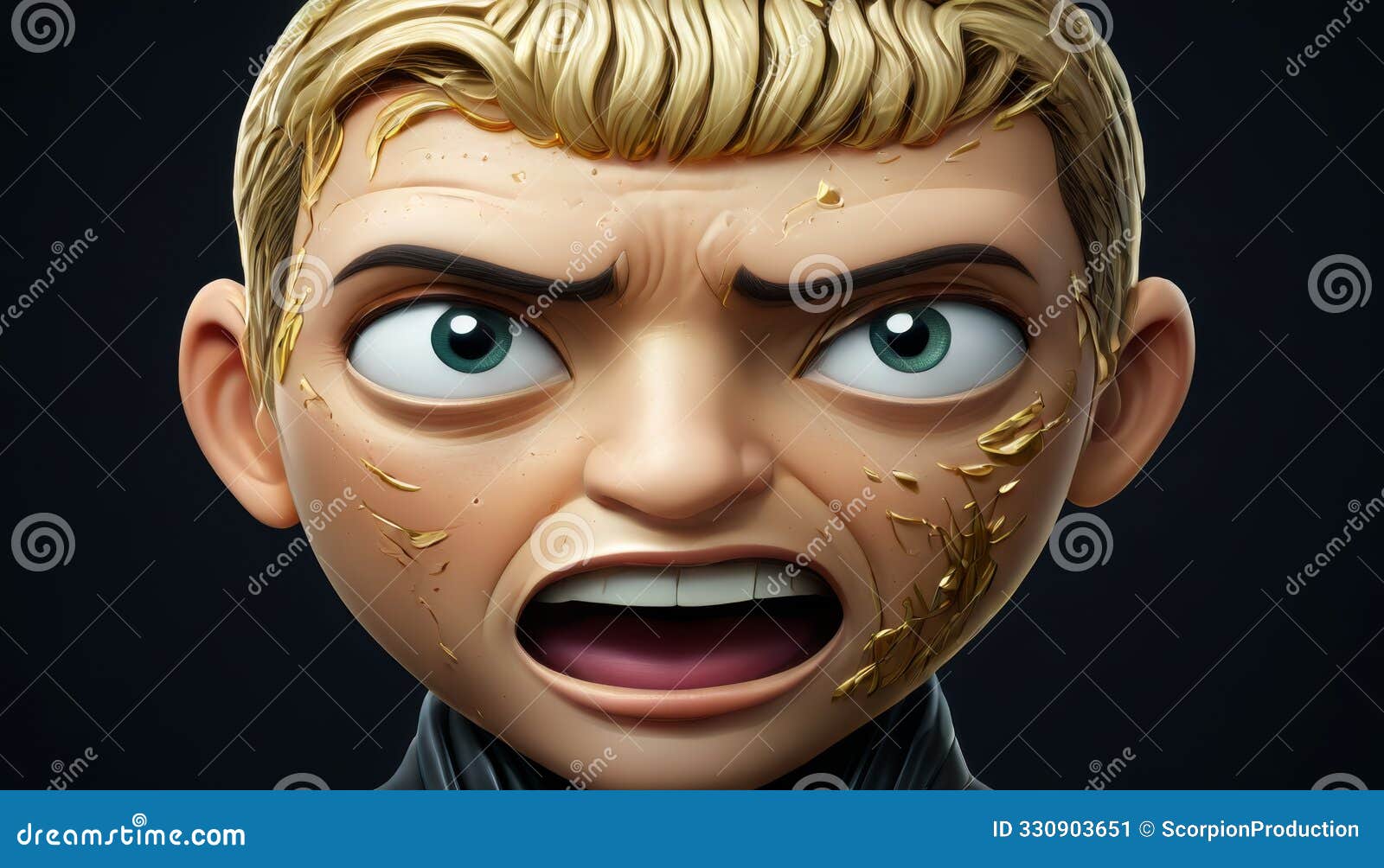 Angry Animated Character with Golden Accents Stock Illustration ...