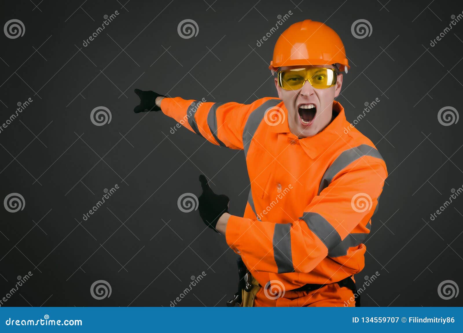 Angry builder. stock image. Image of aggressive, concept - 134559707