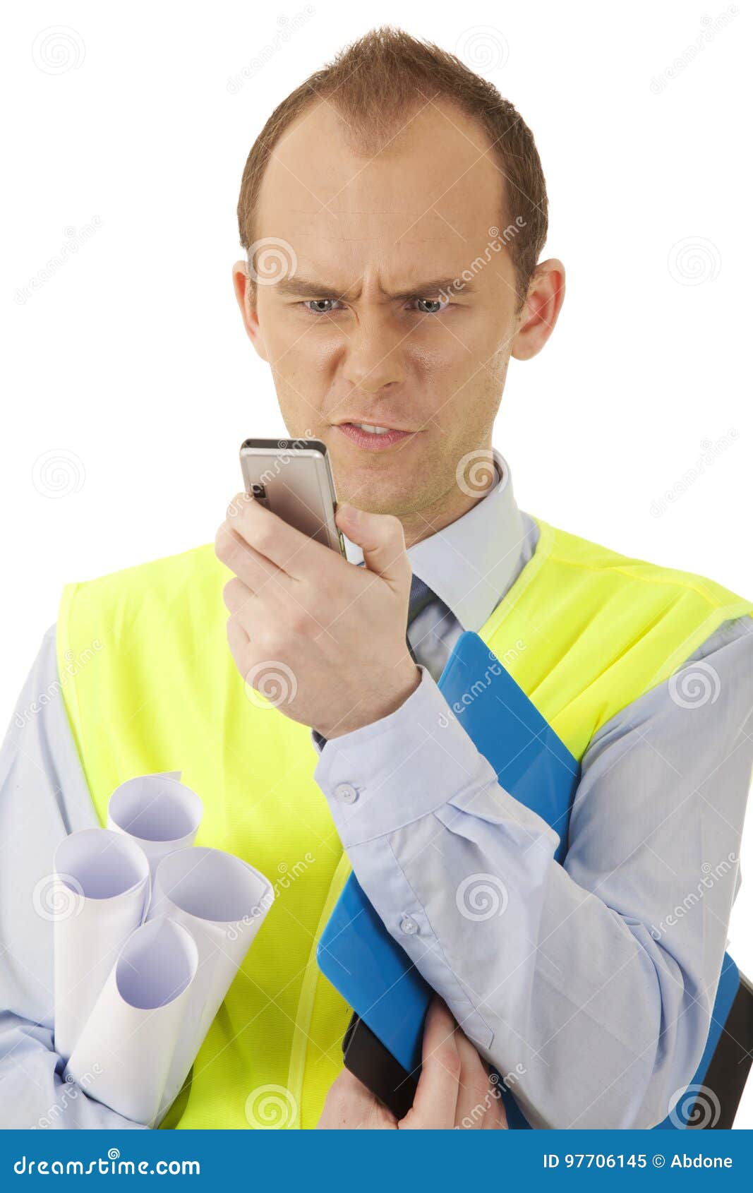Angry annoyed engineer stock image. Image of foreman - 97706145