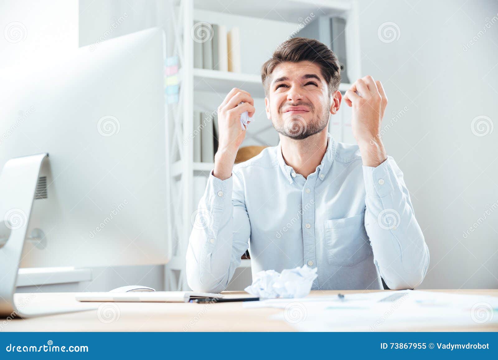 Angry Annoyed Young Businessman Working in Office Stock Image - Image ...