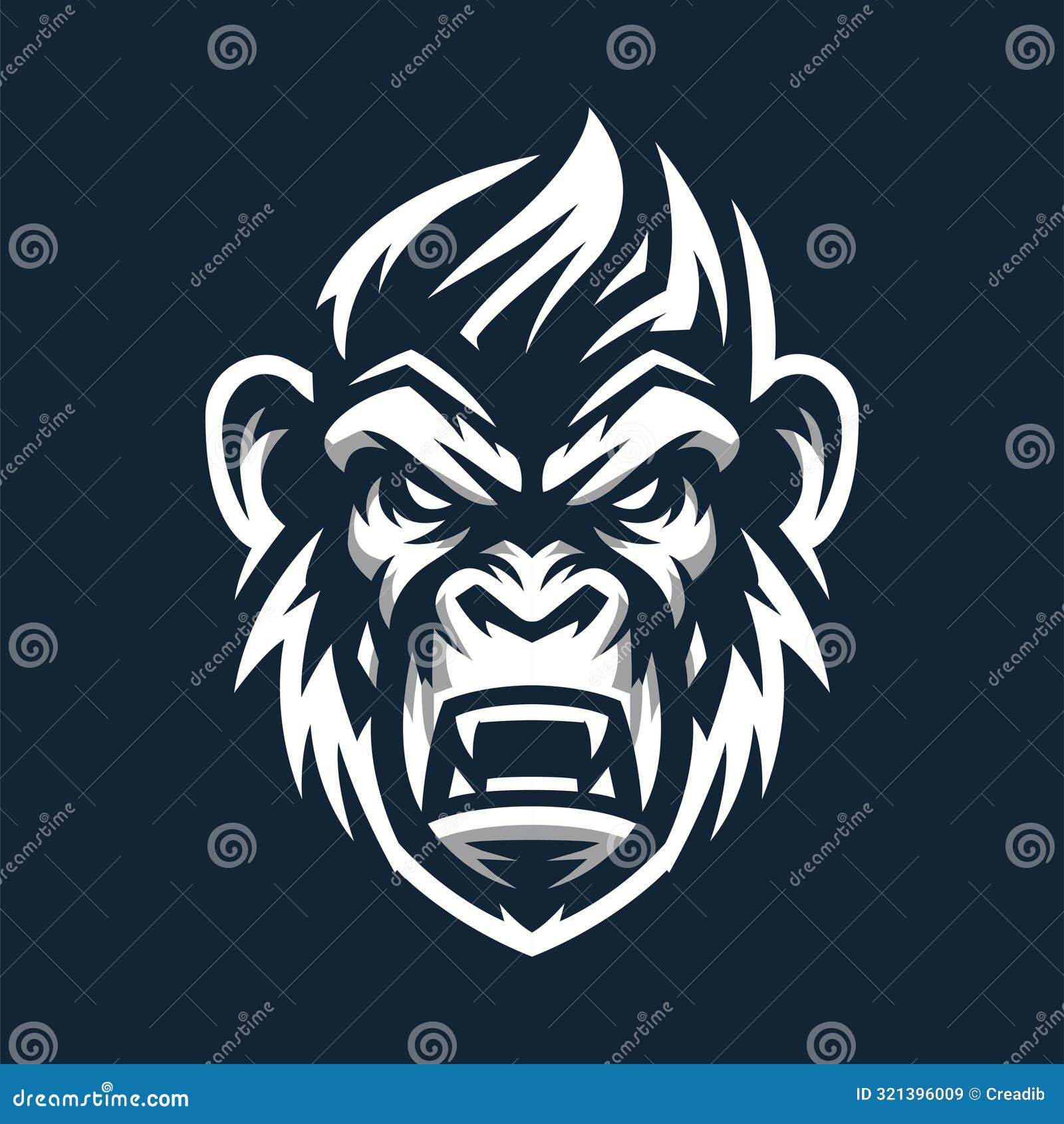 Angry Ape Head of Geometric Shapes and Sharp Lines Stock Vector ...