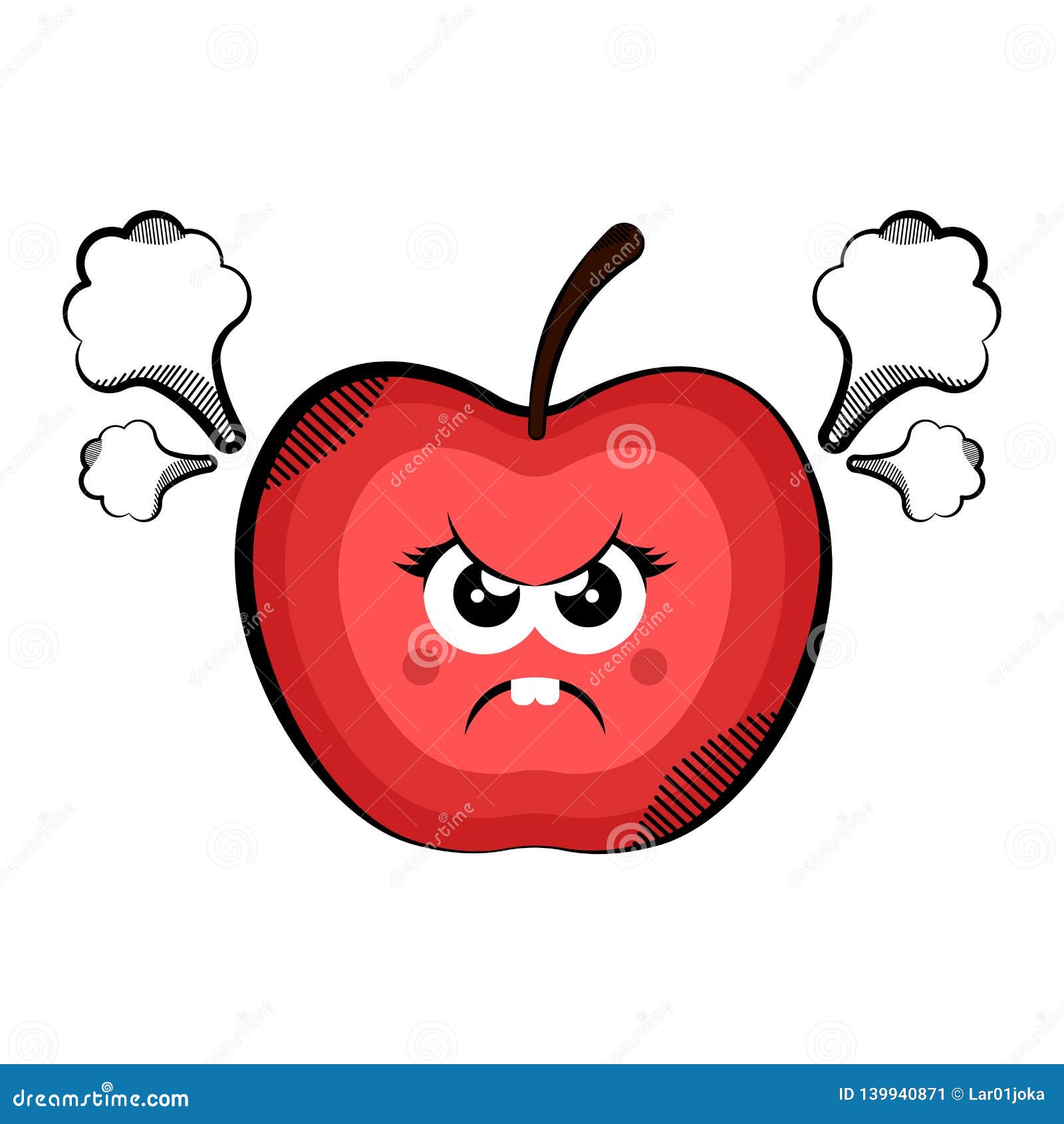 Angry Red Apple Funny Character For Vegetarian Cartoon, Apple Cute ...