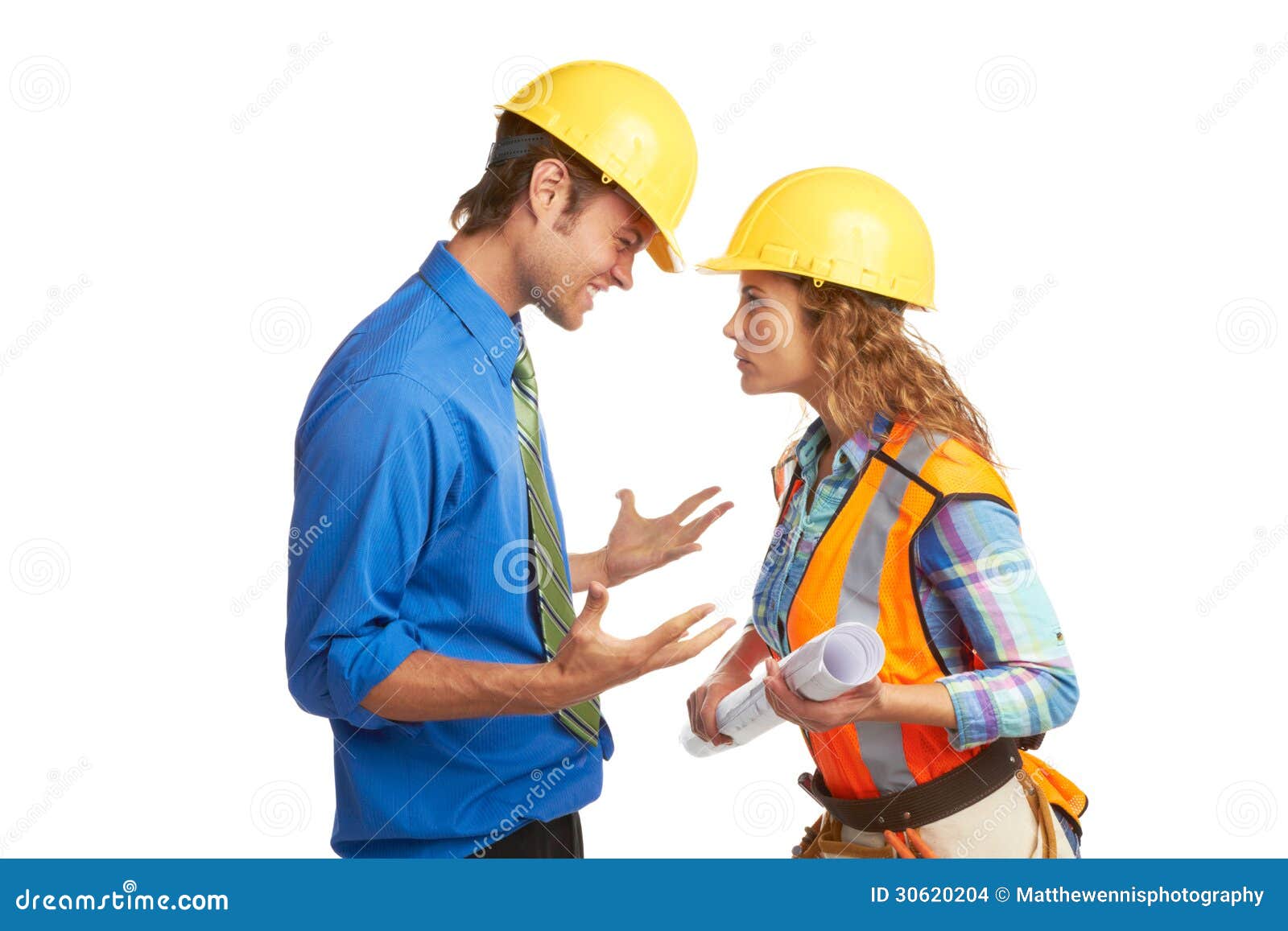 Angry Architect and Construction Worker Stock Photo - Image of ...