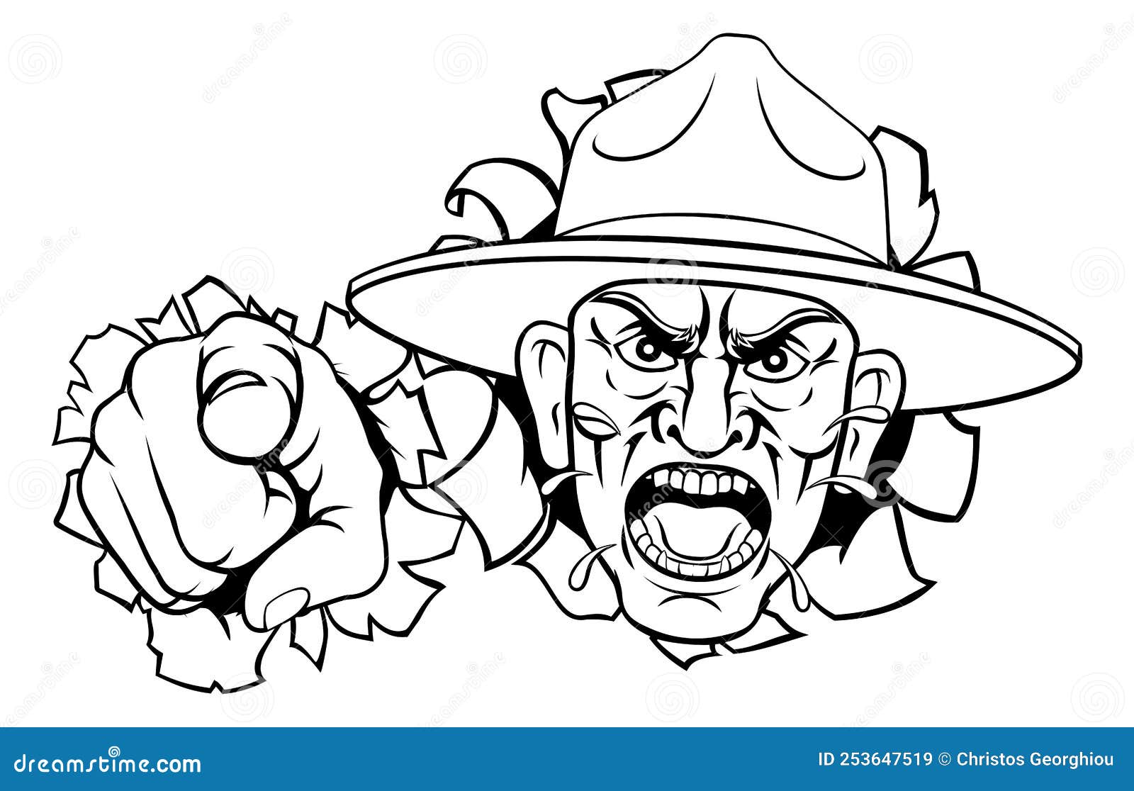 Angry Army Bootcamp Drill Sergeant Cartoon Stock Vector - Illustration ...