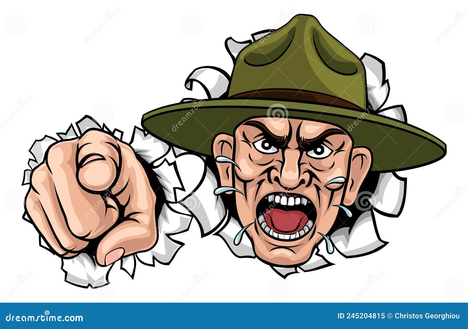Angry Army Bootcamp Drill Sergeant Cartoon | CartoonDealer.com #258587907