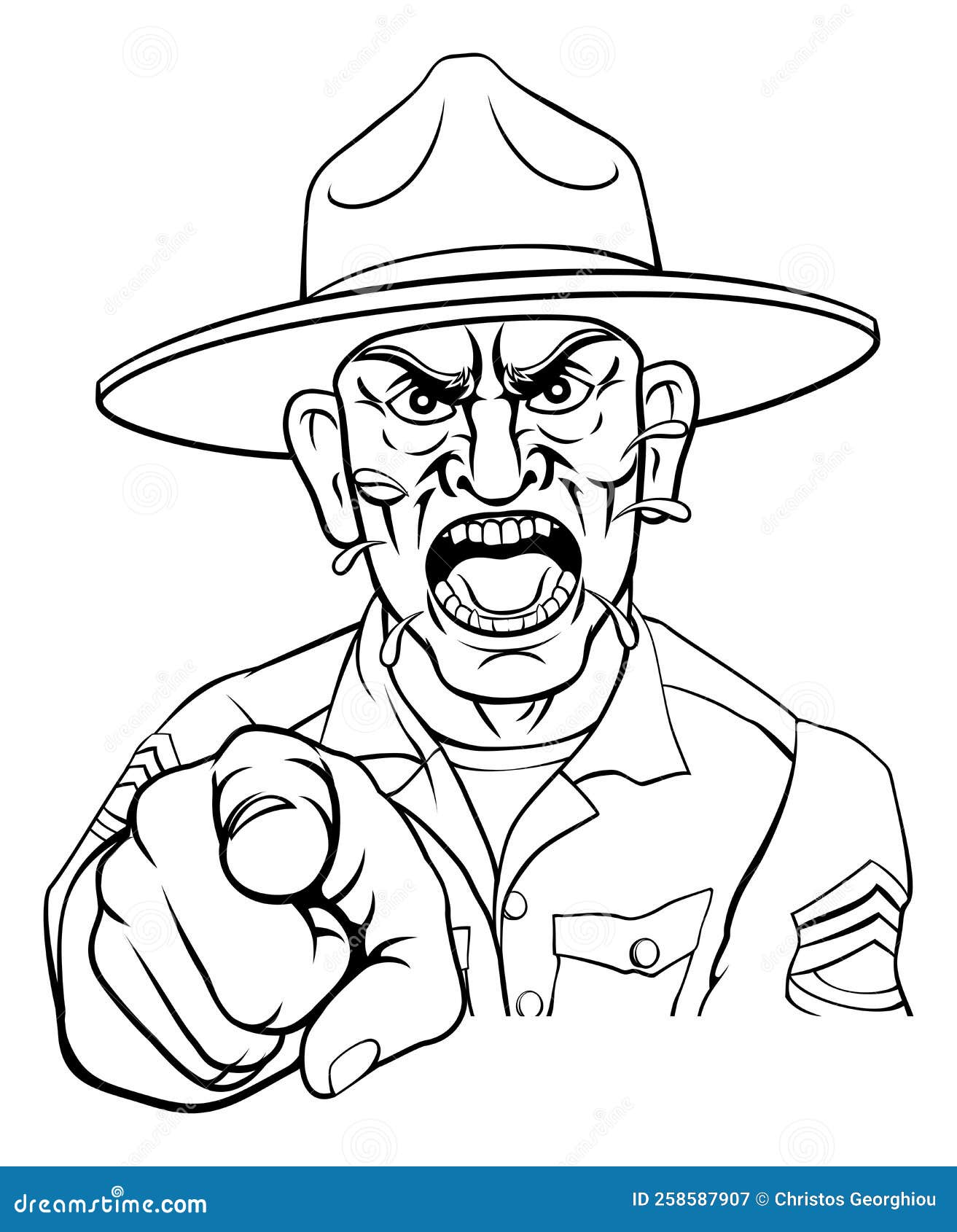Angry Army Bootcamp Drill Sergeant Cartoon Stock Vector - Illustration ...