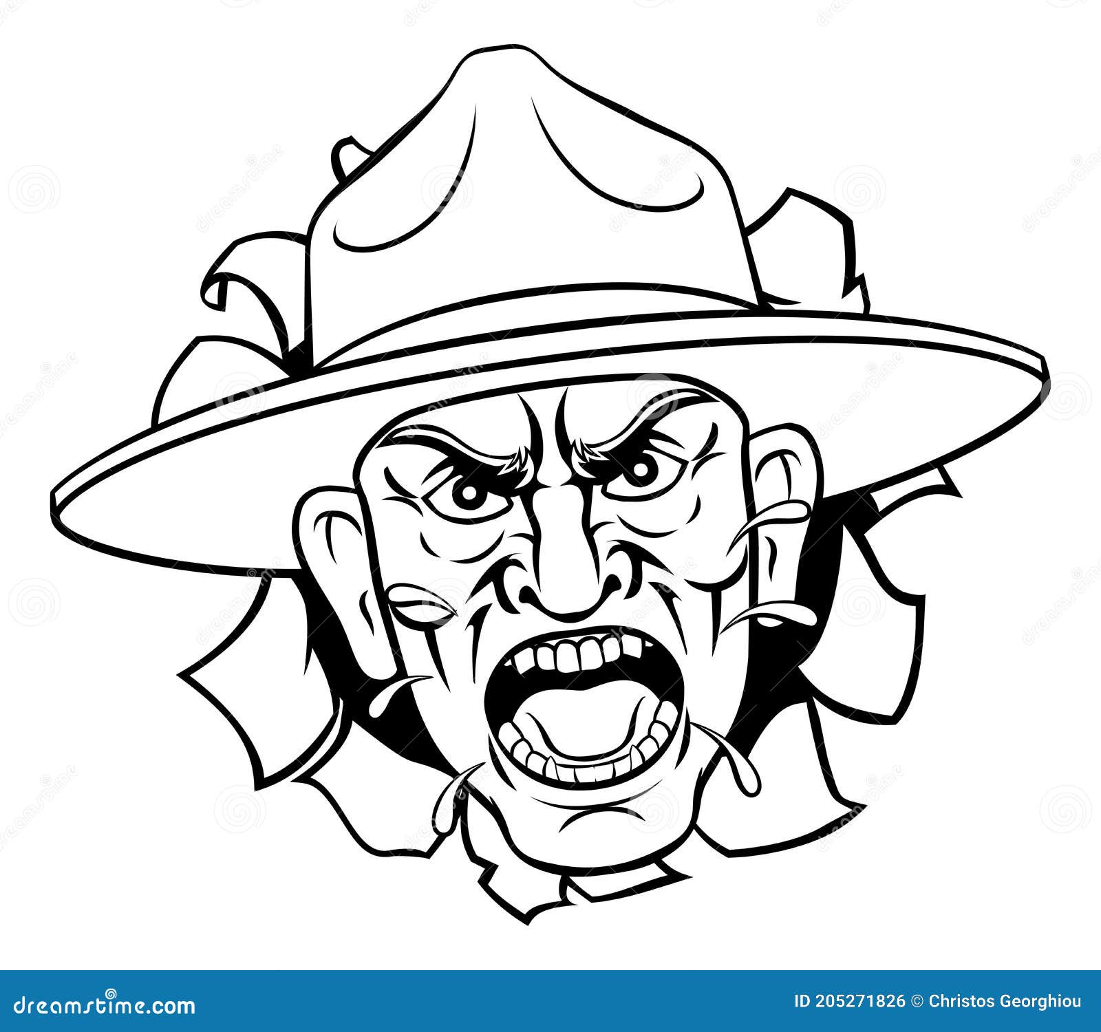 Angry Army Bootcamp Drill Sergeant Cartoon Stock Vector - Illustration ...