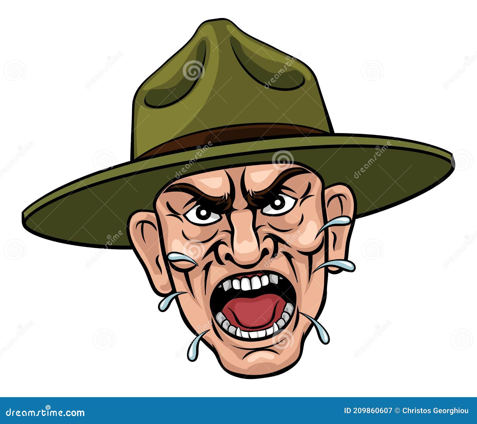 Angry Army Bootcamp Drill Sergeant Cartoon Stock Vector - Illustration ...
