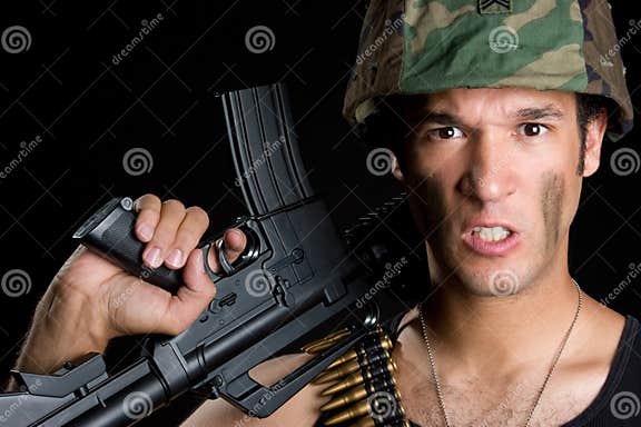 Angry Army Man stock photo. Image of hard, black, machine - 10260222