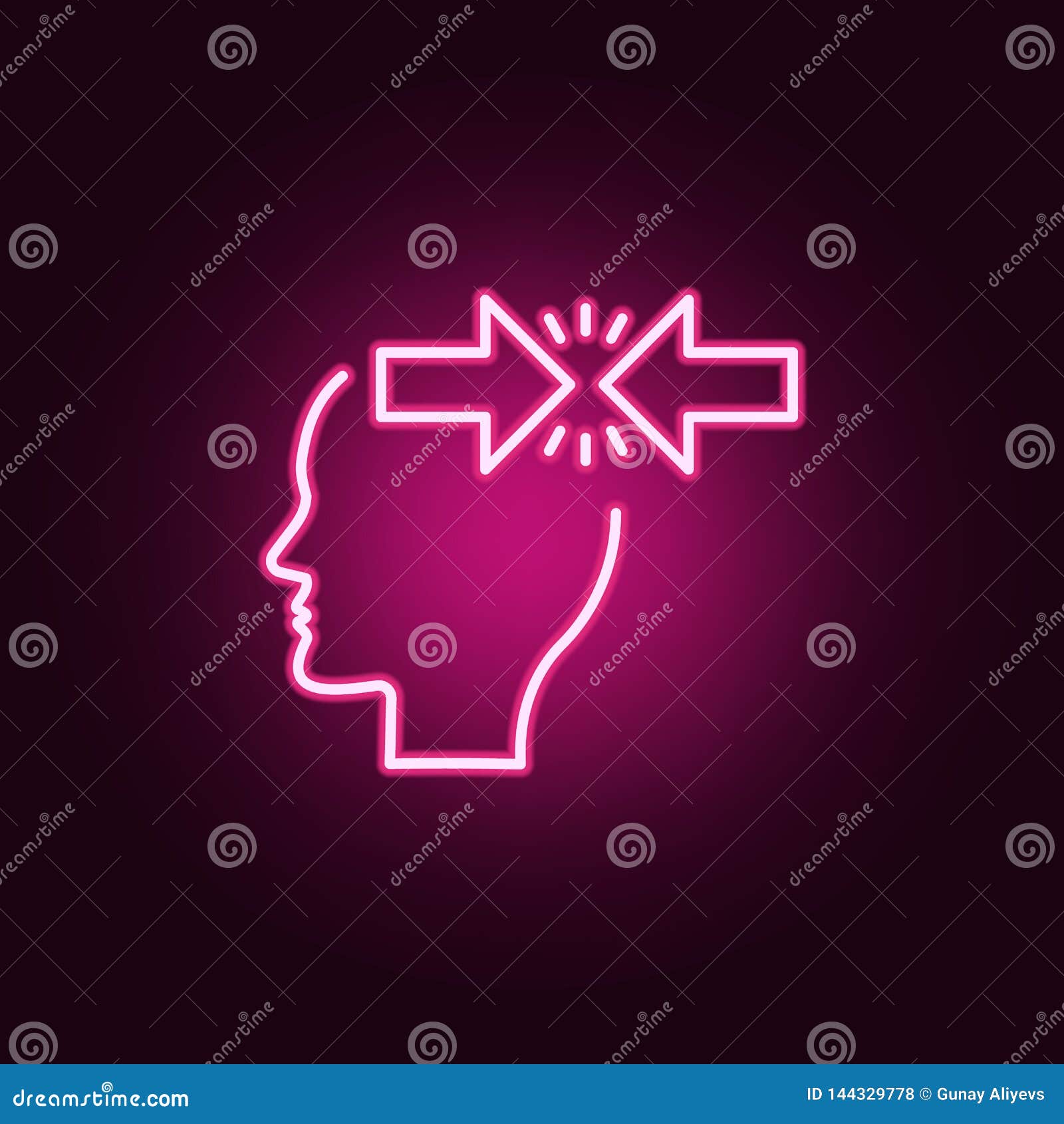 Angry, Arrows, Head Neon Icon. Elements of Creative Thinking Set Stock ...