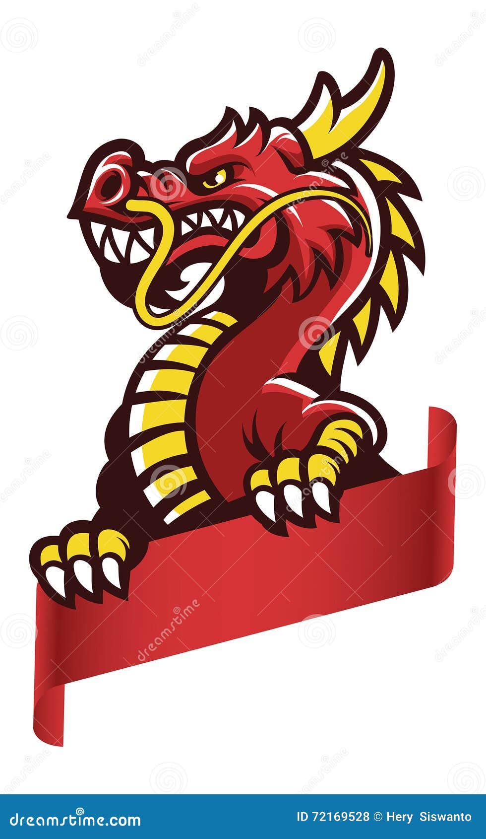 Angry Asian Dragon Grip the Blank Banner Stock Vector - Illustration of ...
