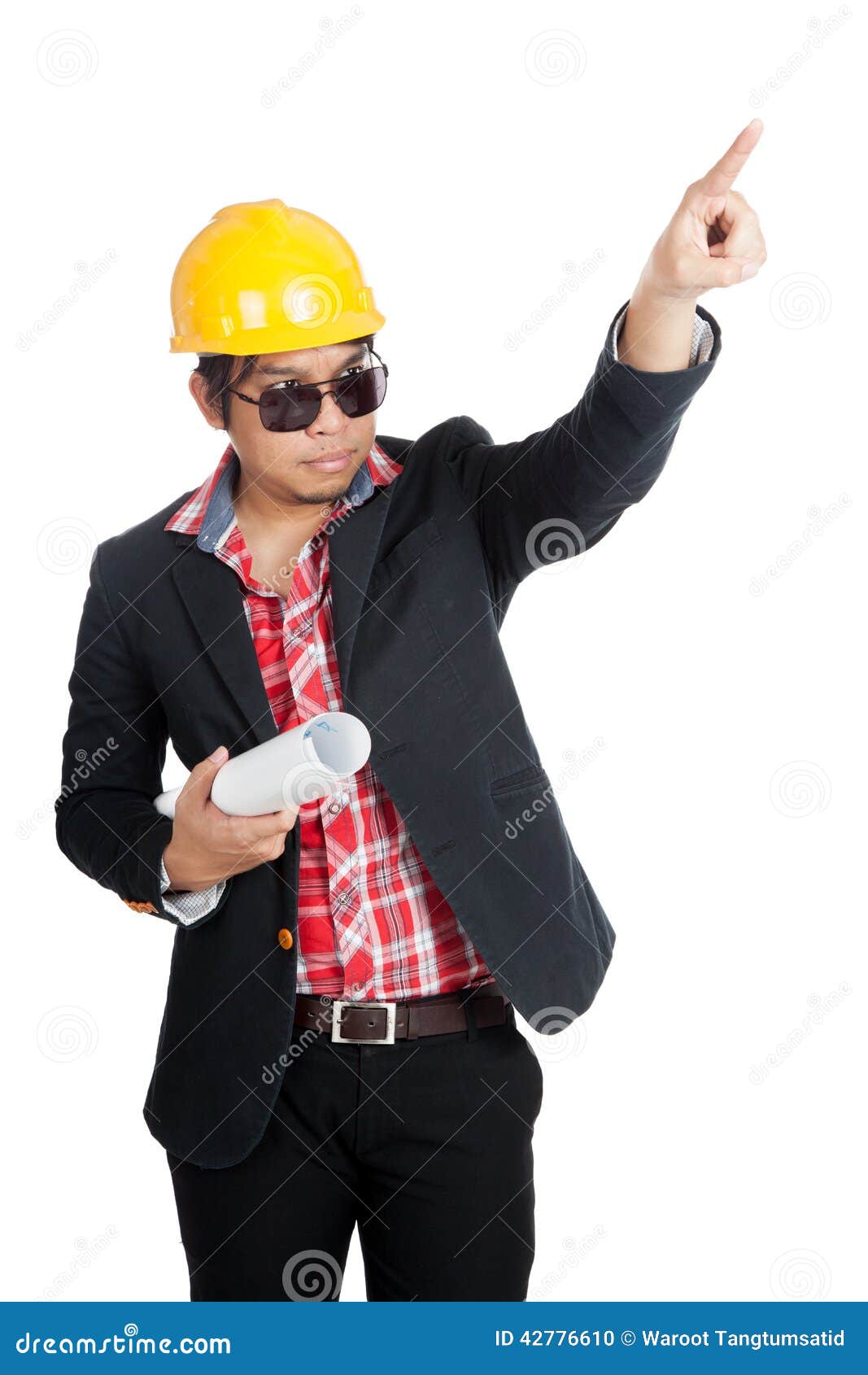 Angry Asian Engineer Man Point Up Stock Photos - Free & Royalty-Free ...