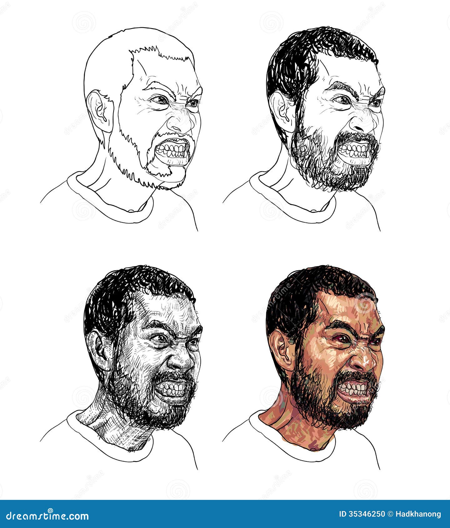 Angry asian man stock vector. Illustration of open, face - 35346250