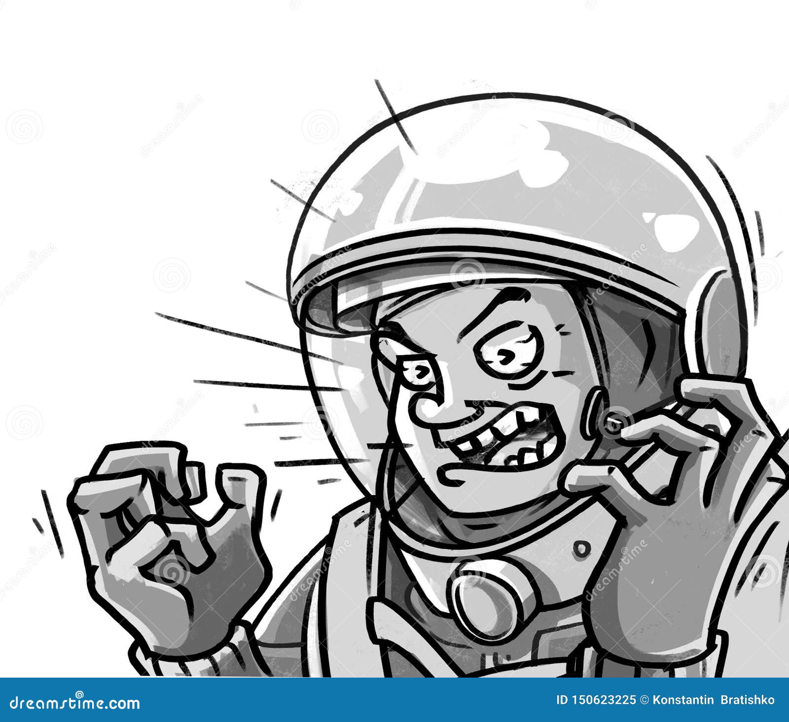 Angry Astronaut Landing Down Comics Style Fly Stock Illustration ...