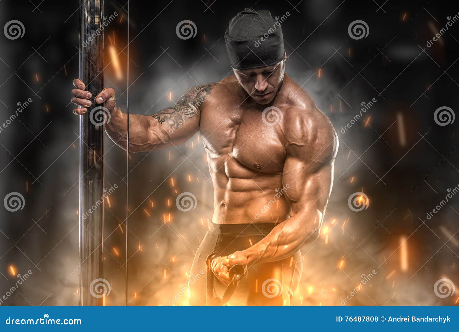 Angry Athlete Trains in the Gym Stock Photo - Image of fire, muscles ...
