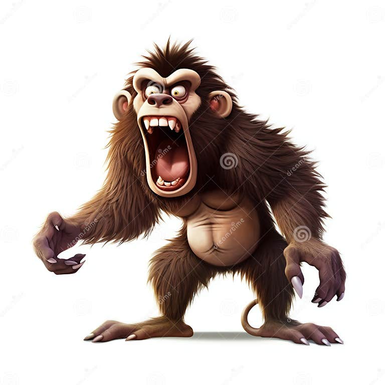 Angry Baboon Displaying Aggression. Generative Ai Stock Illustration ...