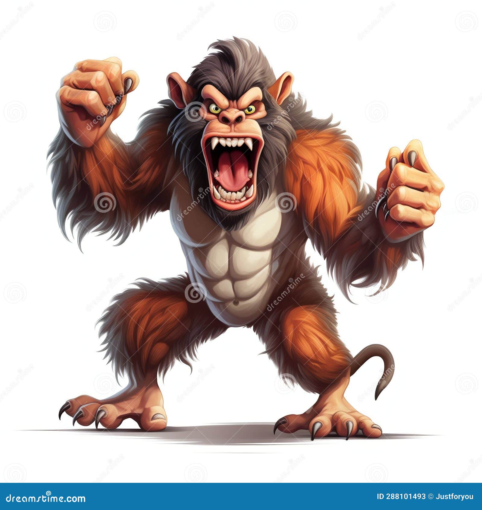 Angry Baboon Displaying Aggression. Generative Ai Stock Illustration ...