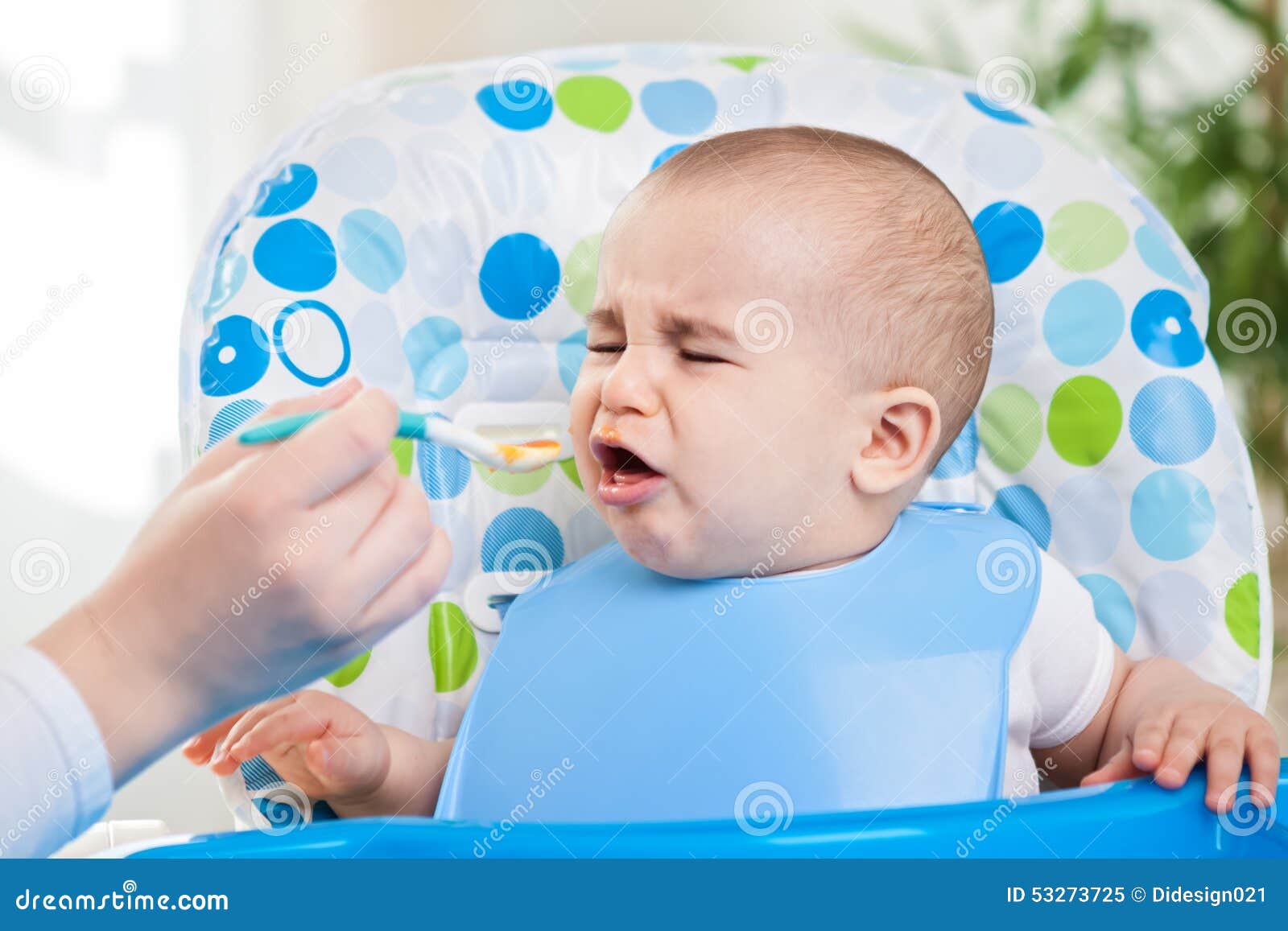 Angry Baby Doesn T Like Fruit Mash Stock Image - Image of disobedient ...