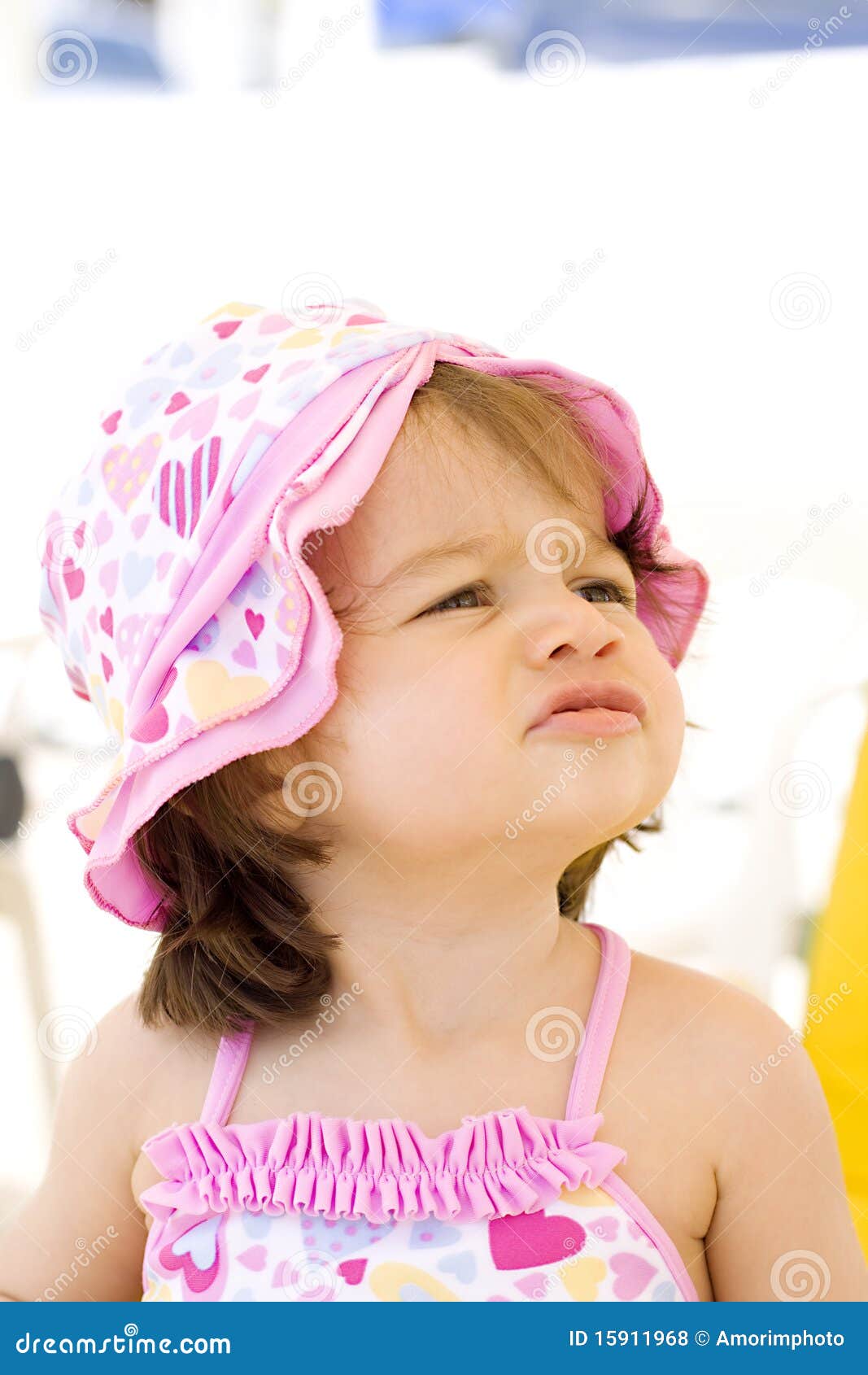 Angry Baby Girl at the Beach Stock Photo - Image of angry, swimwear ...